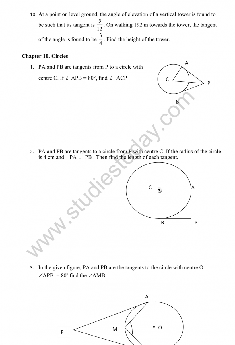 CBSE Class 10 Maths HOTs Question Bank Set C